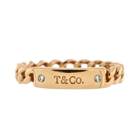 Tiffany & Co. | Jewelry | Tiffany Co Micro Link Id Chain Ring 8k Rose ...